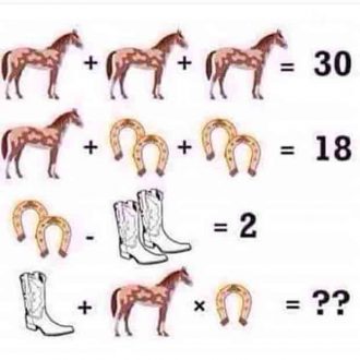 This latest brain teaser involves symbol of horse, horseshoe and cowboy ...
